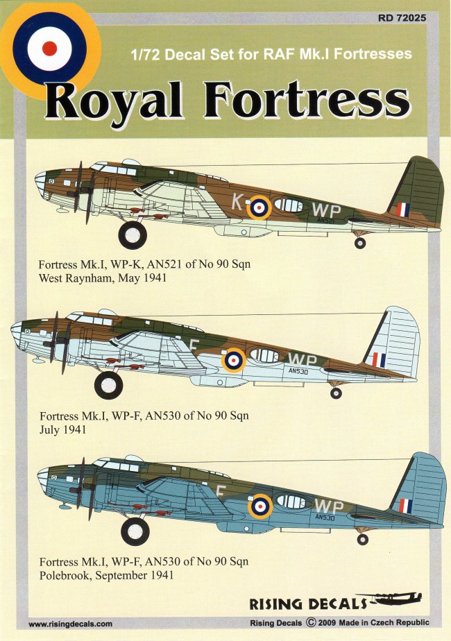 Rising Decals 1/72 Royal Fortress decal sheet